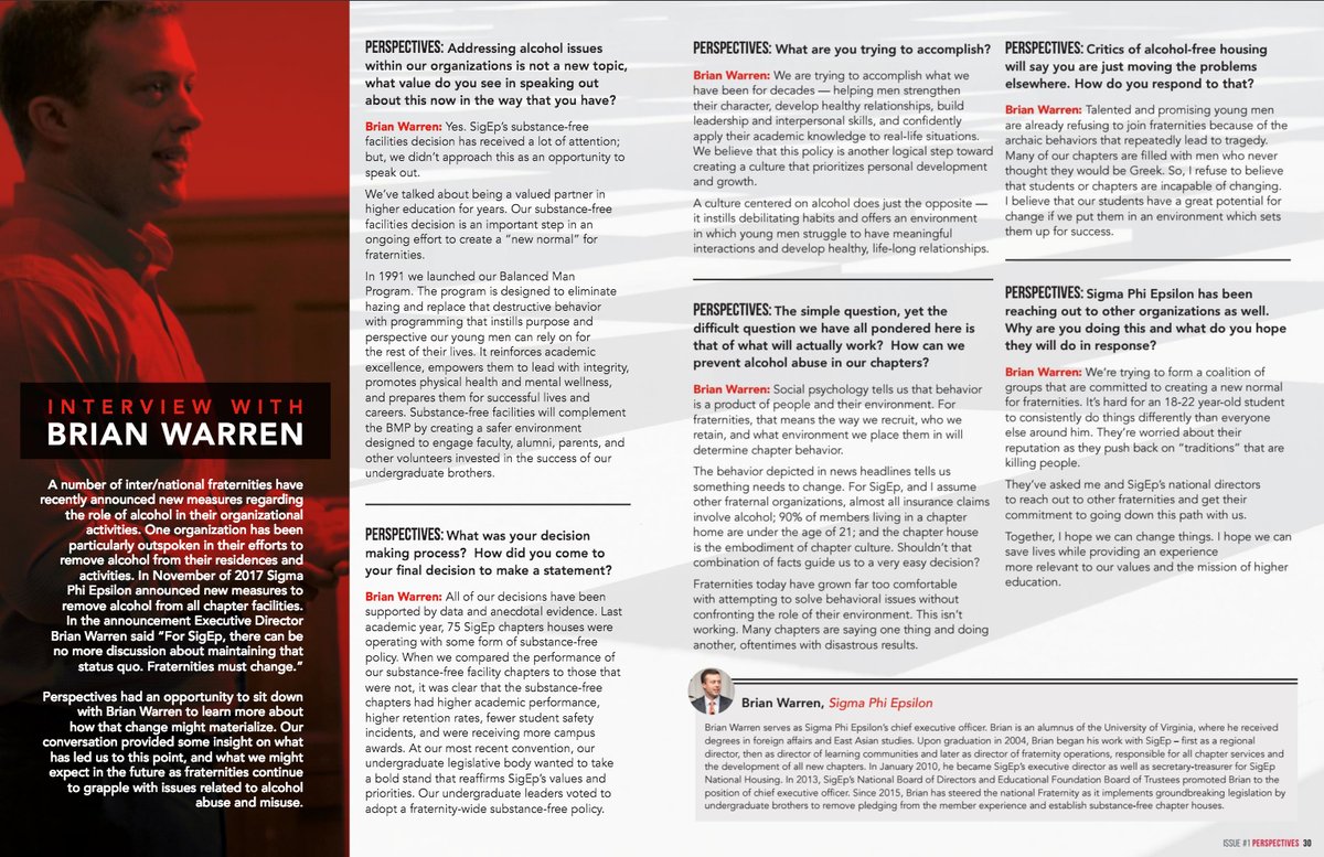 AFA Perspectives Magazine interviews SigEp CEO Brian Warren