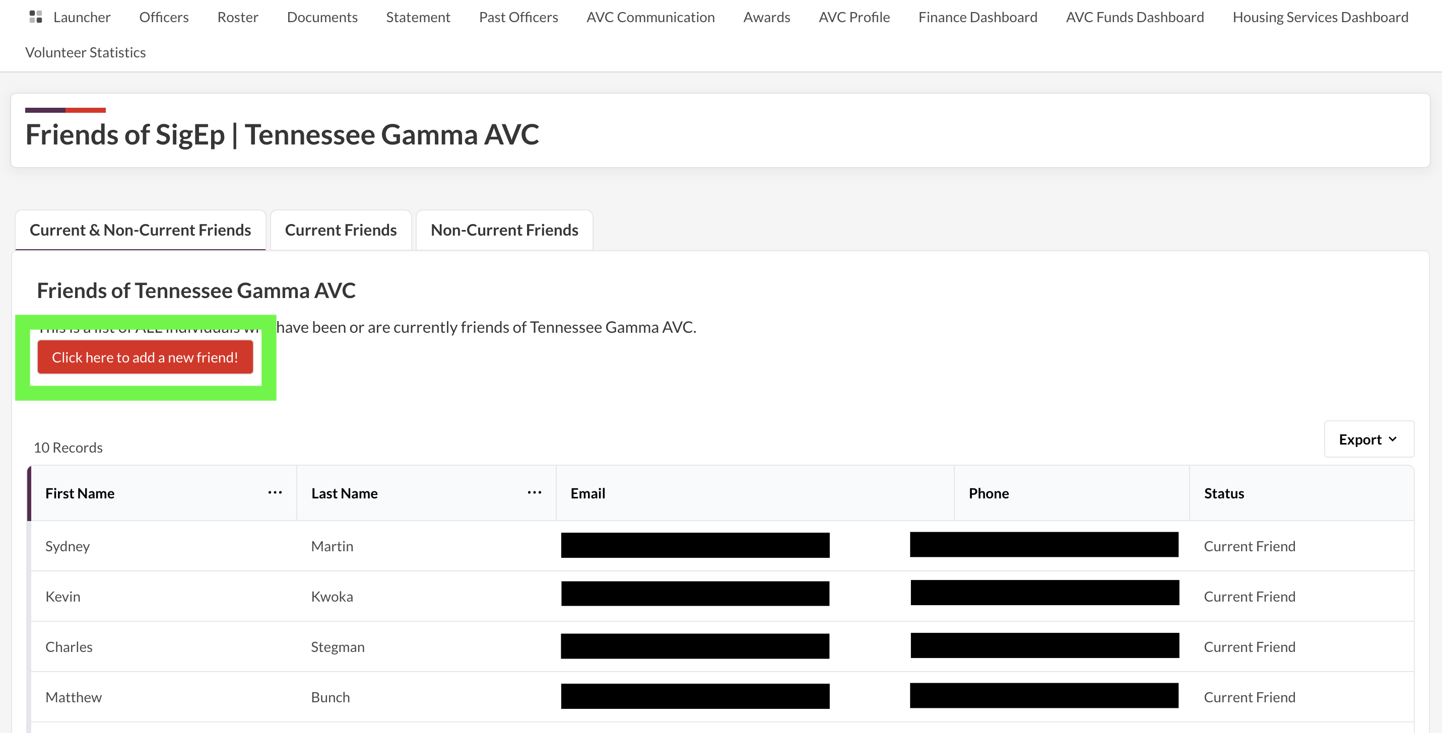 Communicate with Friends of SigEp